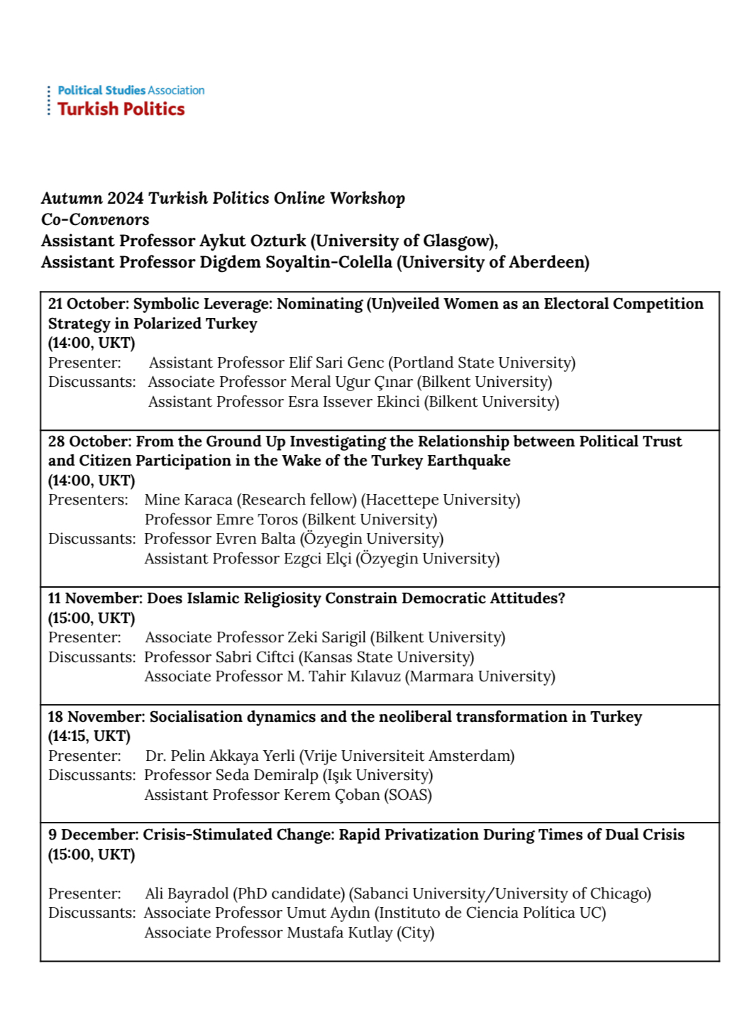 Call for Submissions: Spring 2025 Turkish Politics Online Workshops ...